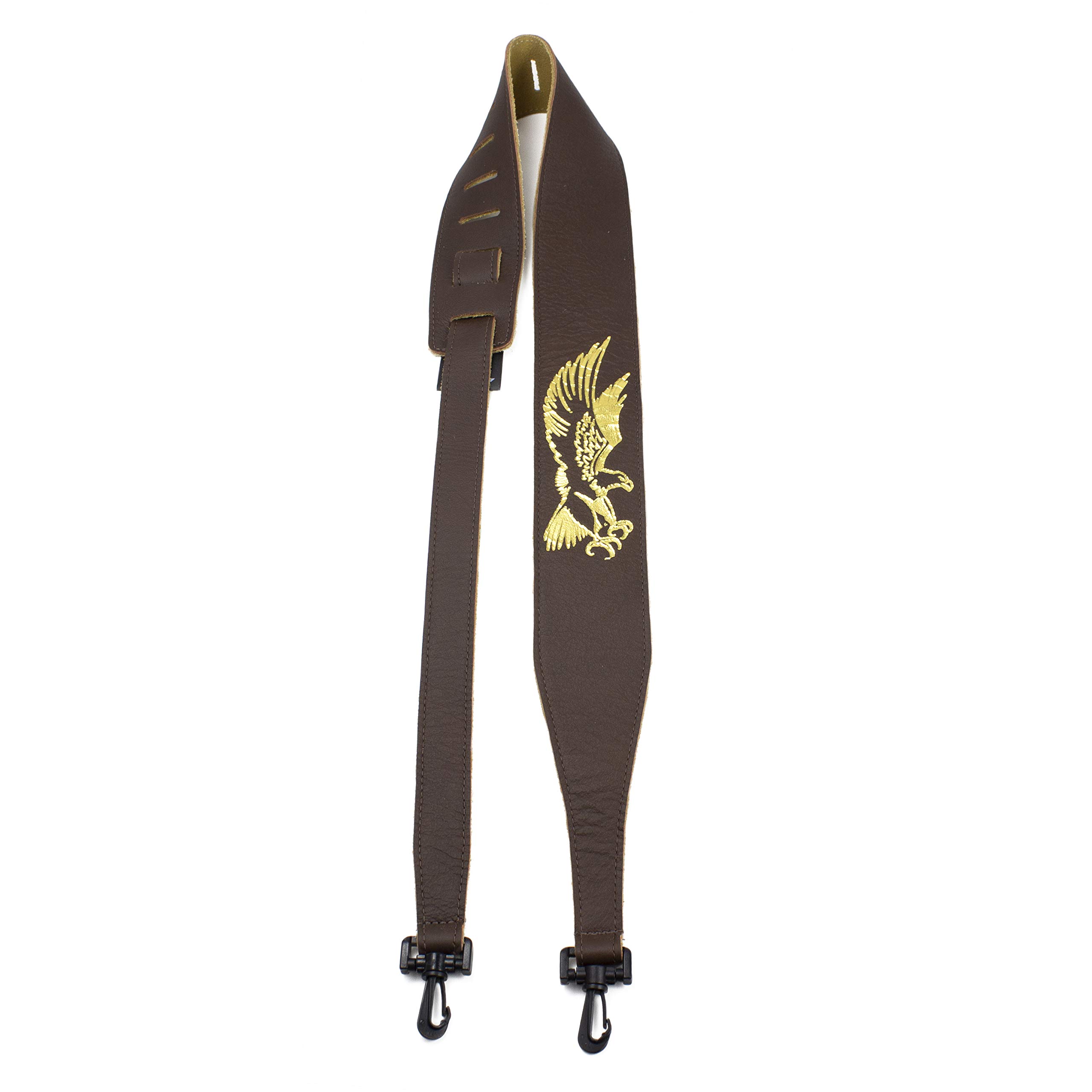 Perri's Leathers, Banjo Flying Eagle Guitar Strap, Polyester and Plastic Combined, Brown, Foil Embosed, Anti-Slip, Classic, Suitable for Each Level, Standard, Compatible with All Button Lock Systems