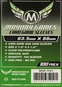 mayday game card sleeves 2 1/2" x 3 1/2" (100 pack)