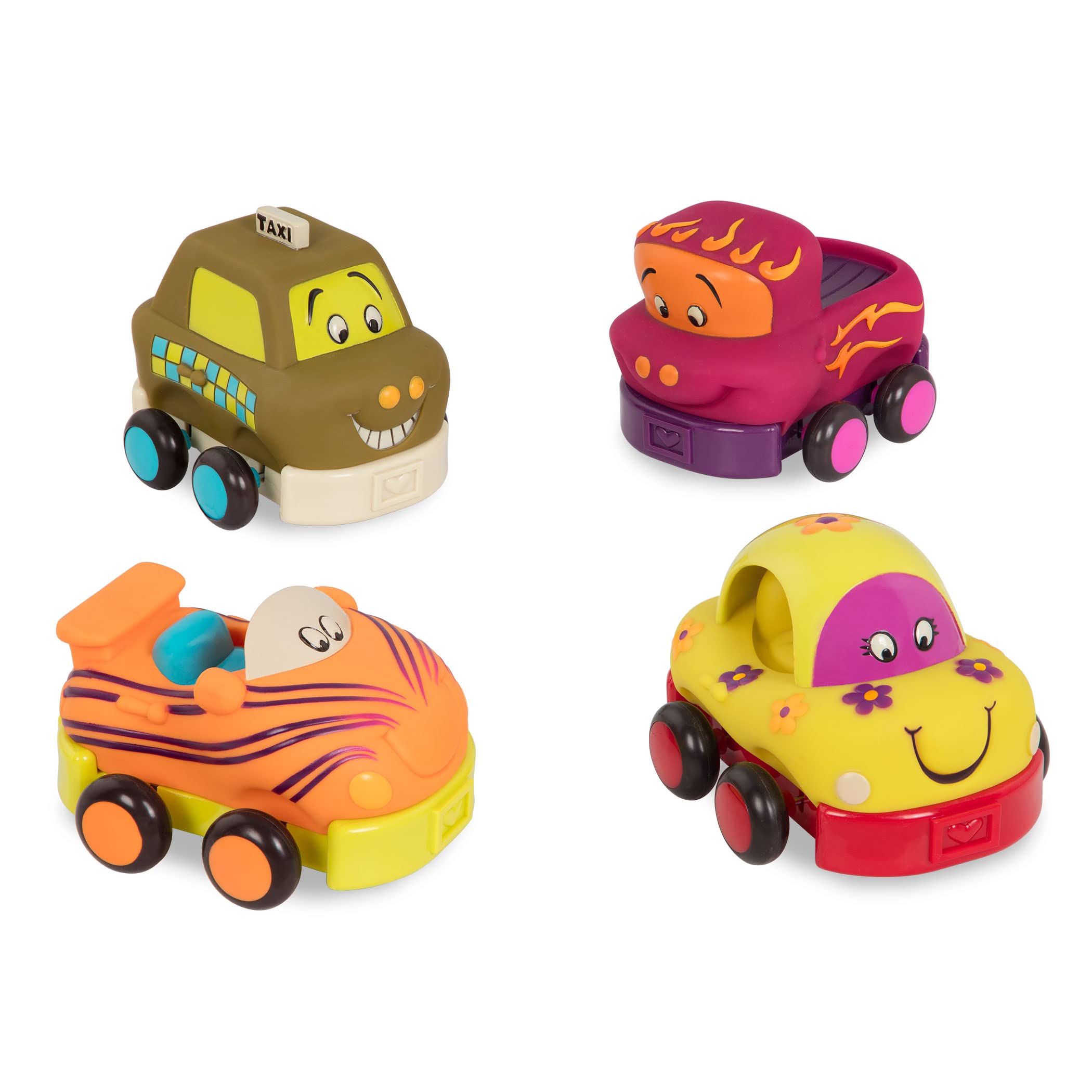 B. toys- Soft Vehicles Pull Back Cars- Kid Powered cars for toddler- 12 months +