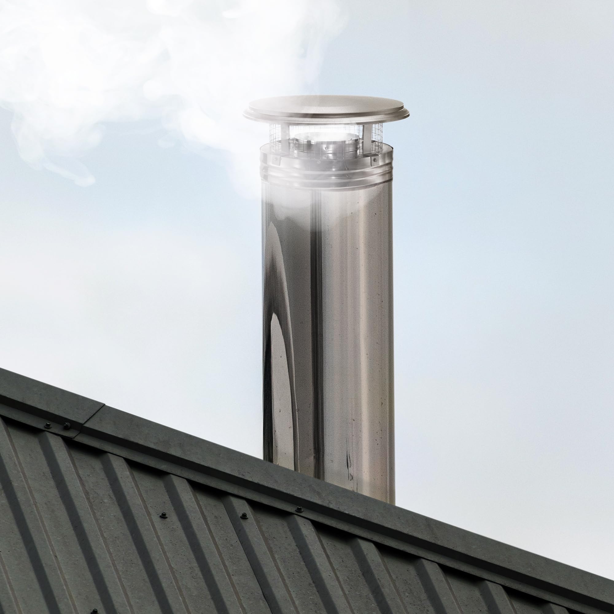 Simpson Duravent 8DP-VC DuraPlus Collection Class-A Chimney Pipe Triple-Wall Chimney Cap with Spark Arrestor, Stainless Steel, Removable Screws, 8" Inner Diameter, 14" Outer Diameter, 8" Height