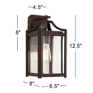 Franklin Iron Works Rockford Farmhouse Rustic Outdoor Wall Light Fixture Bronze Iron 12 1/2" Clear Beveled Glass Panel for Exterior House Porch Patio Outside Deck Garage Yard Front Door Garden Home