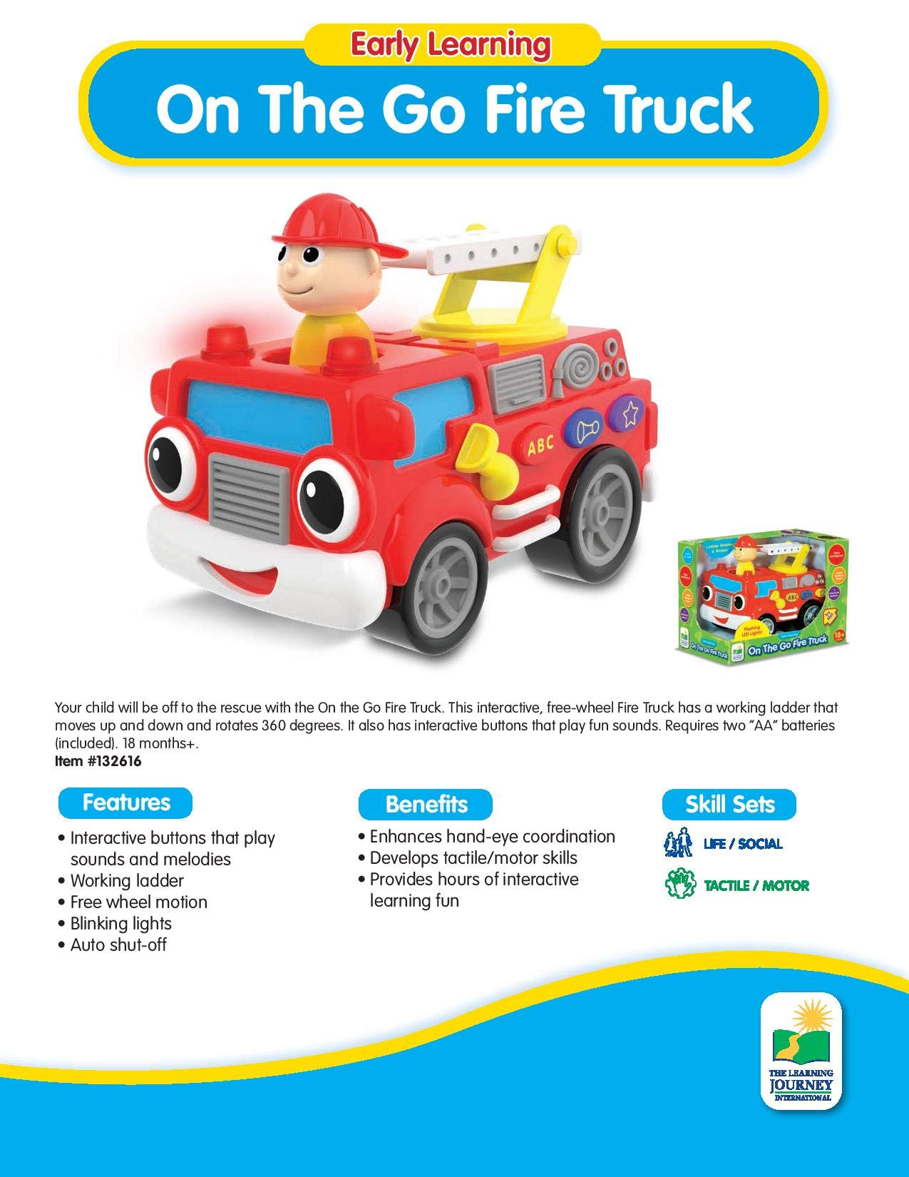 The Learning Journey Early Learning - On The Go Fire Truck - Baby and Toddler Toys & Gifts for Boys & Girls Ages 18 months and Up - Award Winning Toy