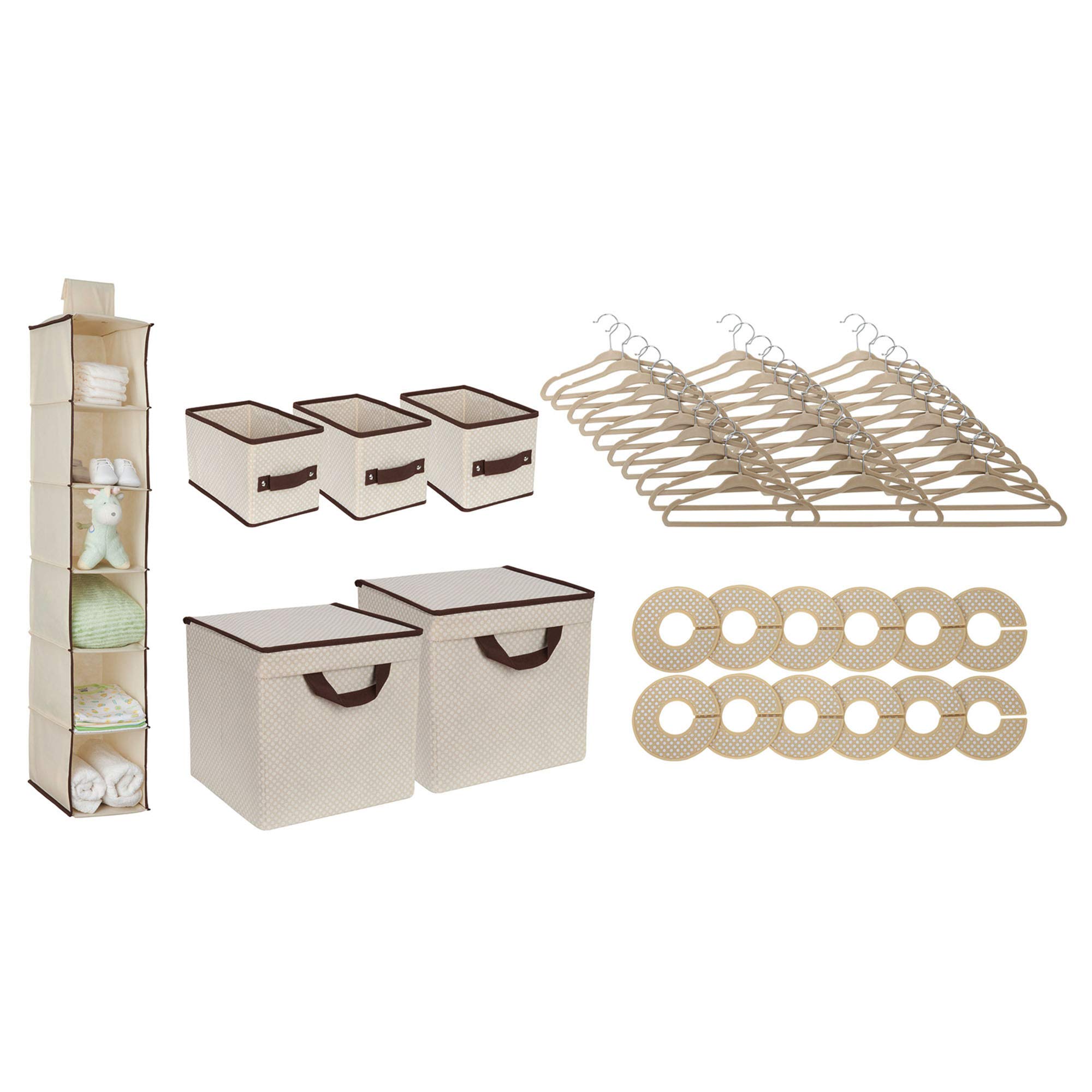 Delta Children Nursery Storage Set, Beige, 48 Piece