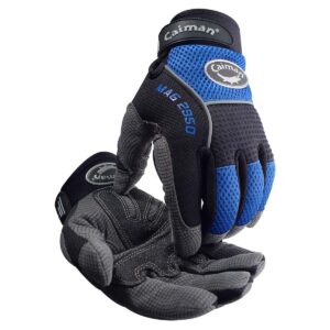 caiman mag, multi-activity glove with padded synthetic leather palm, blue airmesh back, rhino-tex, kontour, g-grip, blue/black, x-large (2950-6)