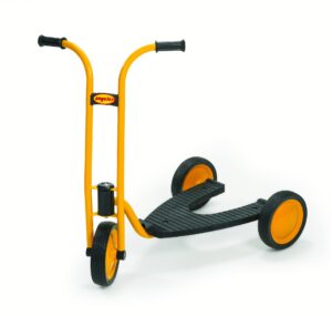 children’s factory myrider 3 wheel v scooter for kids, girls & boys micro scooter, homeschool/daycare/preschool outdoor play equipment, yellow/blk