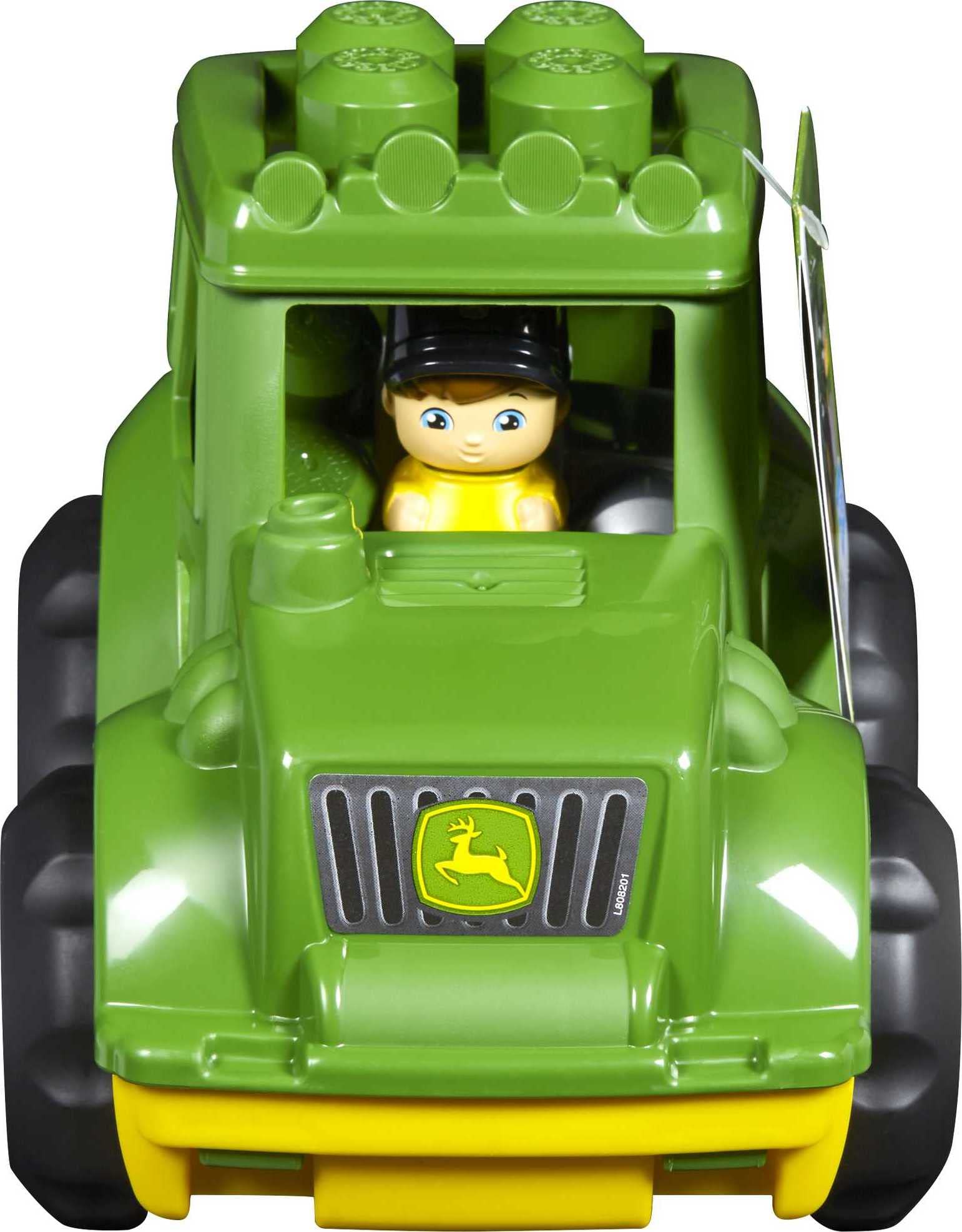 MEGA BLOKS John Deere Toddler Building Blocks Toy Set, Lil’ Tractor with 6 Pieces and Storage, 1 Figure, Green , Ages 1+ Years