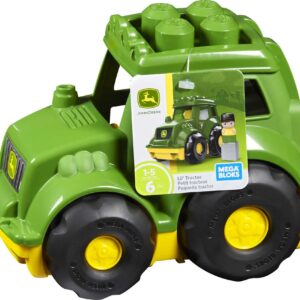 MEGA BLOKS John Deere Toddler Building Blocks Toy Set, Lil’ Tractor with 6 Pieces and Storage, 1 Figure, Green , Ages 1+ Years