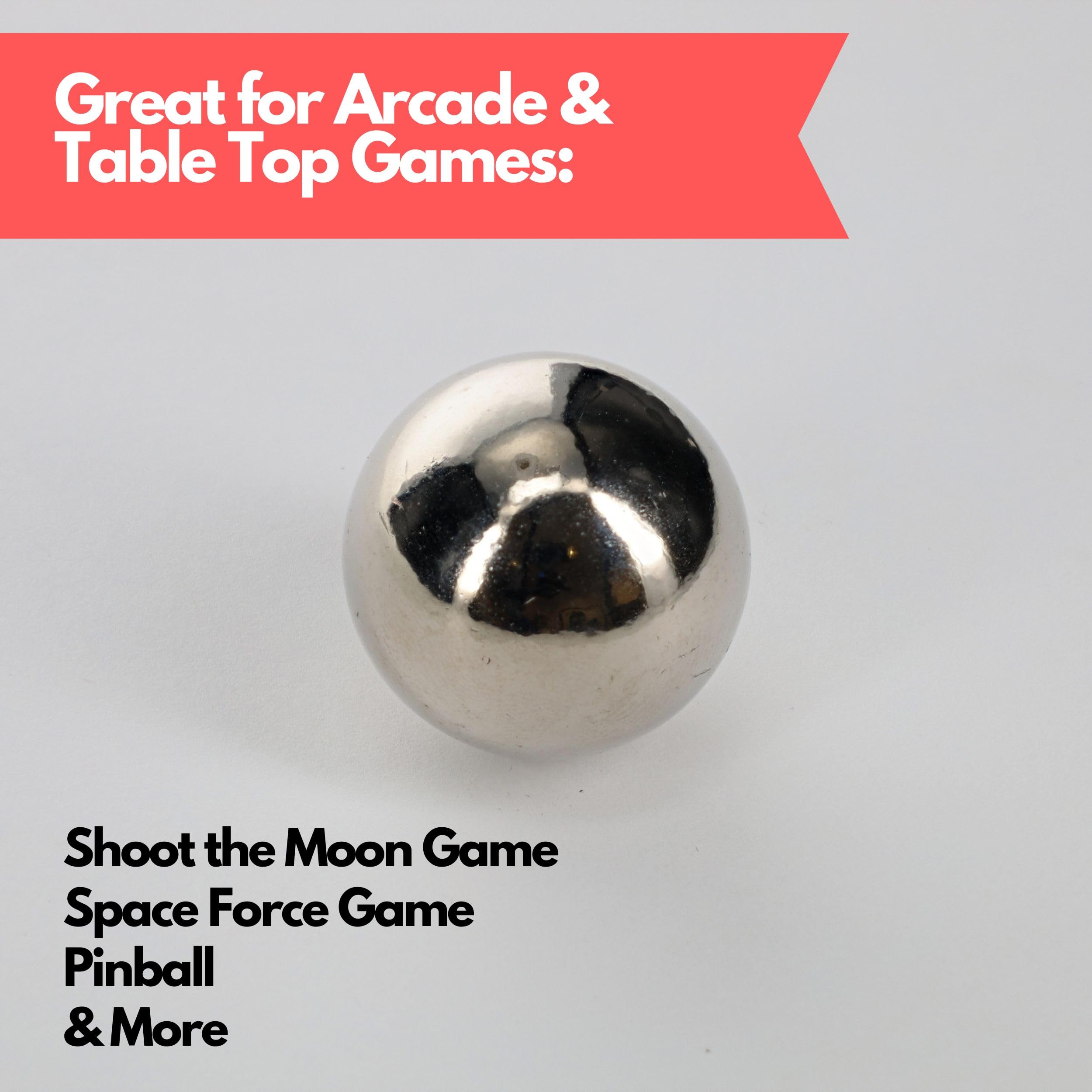 WE Games Replacement Steel Ball for Shoot The Moon Game & Pinball - 1.125 Inch (28.58 mm) Steel Balls, Metal Balls for Table Top Games, Pinball Balls, Replacement Pieces for Arcade Games