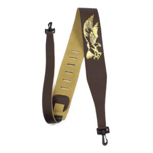 Perri's Leathers, Banjo Flying Eagle Guitar Strap, Polyester and Plastic Combined, Brown, Foil Embosed, Anti-Slip, Classic, Suitable for Each Level, Standard, Compatible with All Button Lock Systems