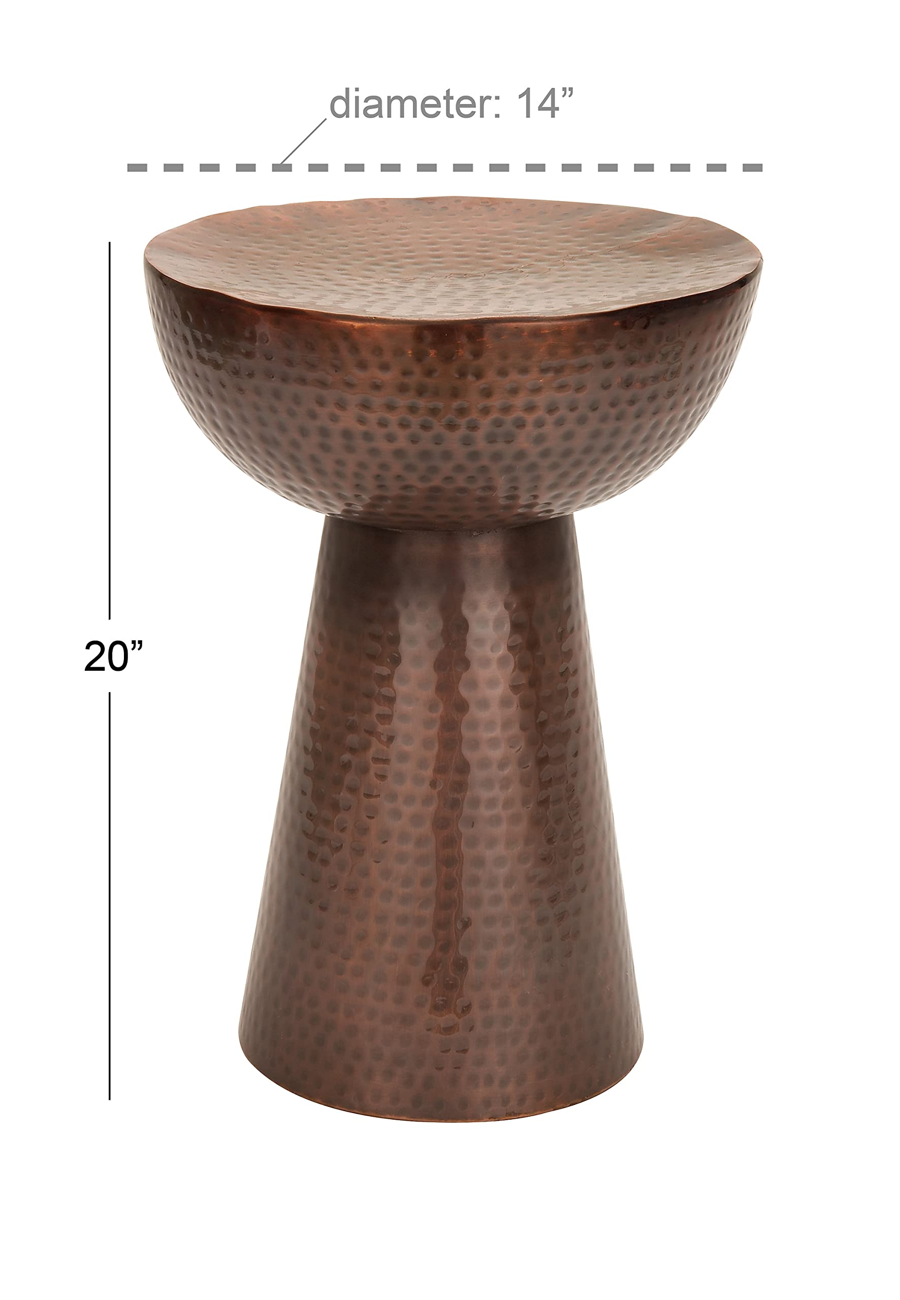 Deco 79 Metal Accent End Hammered Design, Side Table 14" x 14" x 20", Bronze