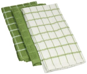 ritz 100% cotton terry kitchen dish towels, highly absorbent, 25” x 15”, 3-pack, cactus green