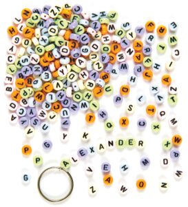 baker ross alphabet beads, pony bead crafts for kids arts and crafts and jewelry making (pack of 400 pieces), assorted, et151