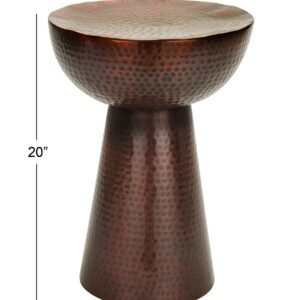 Deco 79 Metal Accent End Hammered Design, Side Table 14" x 14" x 20", Bronze