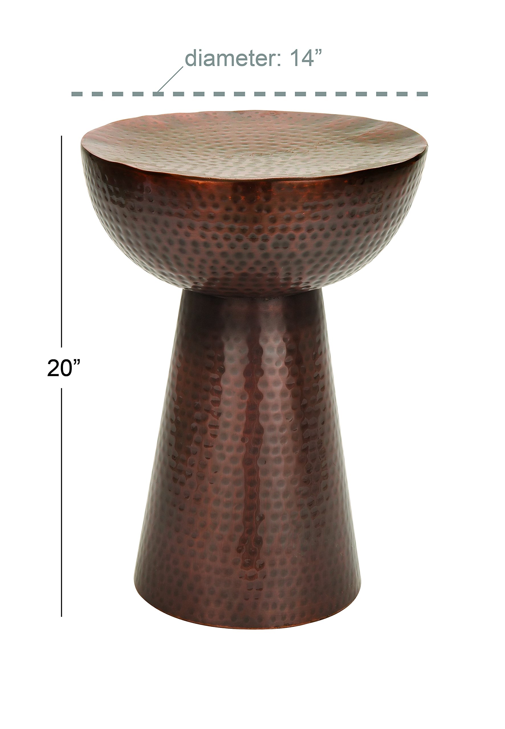 Deco 79 Metal Accent End Hammered Design, Side Table 14" x 14" x 20", Bronze