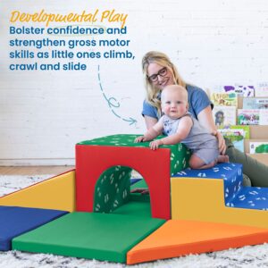 ECR4Kids SoftZone Lincoln Tunnel Climber, Toddler Playset, Assorted, 9-Piece