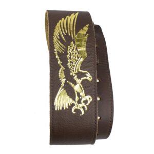 perri's leathers, banjo flying eagle guitar strap, polyester and plastic combined, brown, foil embosed, anti-slip, classic, suitable for each level, standard, compatible with all button lock systems