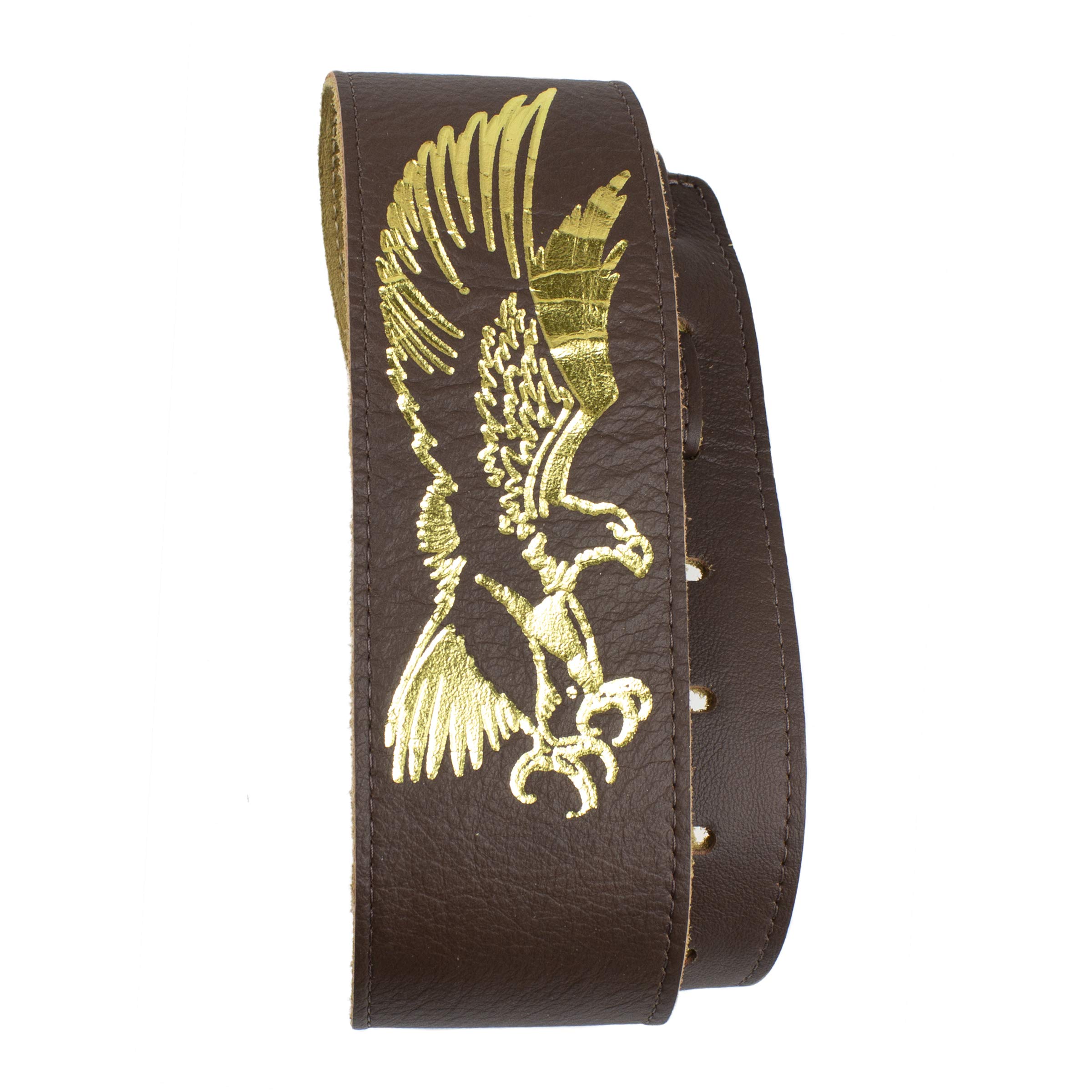 Perri's Leathers, Banjo Flying Eagle Guitar Strap, Polyester and Plastic Combined, Brown, Foil Embosed, Anti-Slip, Classic, Suitable for Each Level, Standard, Compatible with All Button Lock Systems