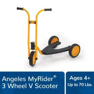 Children’s Factory MyRider 3 Wheel V Scooter for Kids, Girls & Boys Micro Scooter, Homeschool/Daycare/Preschool Outdoor Play Equipment, Yellow/Blk