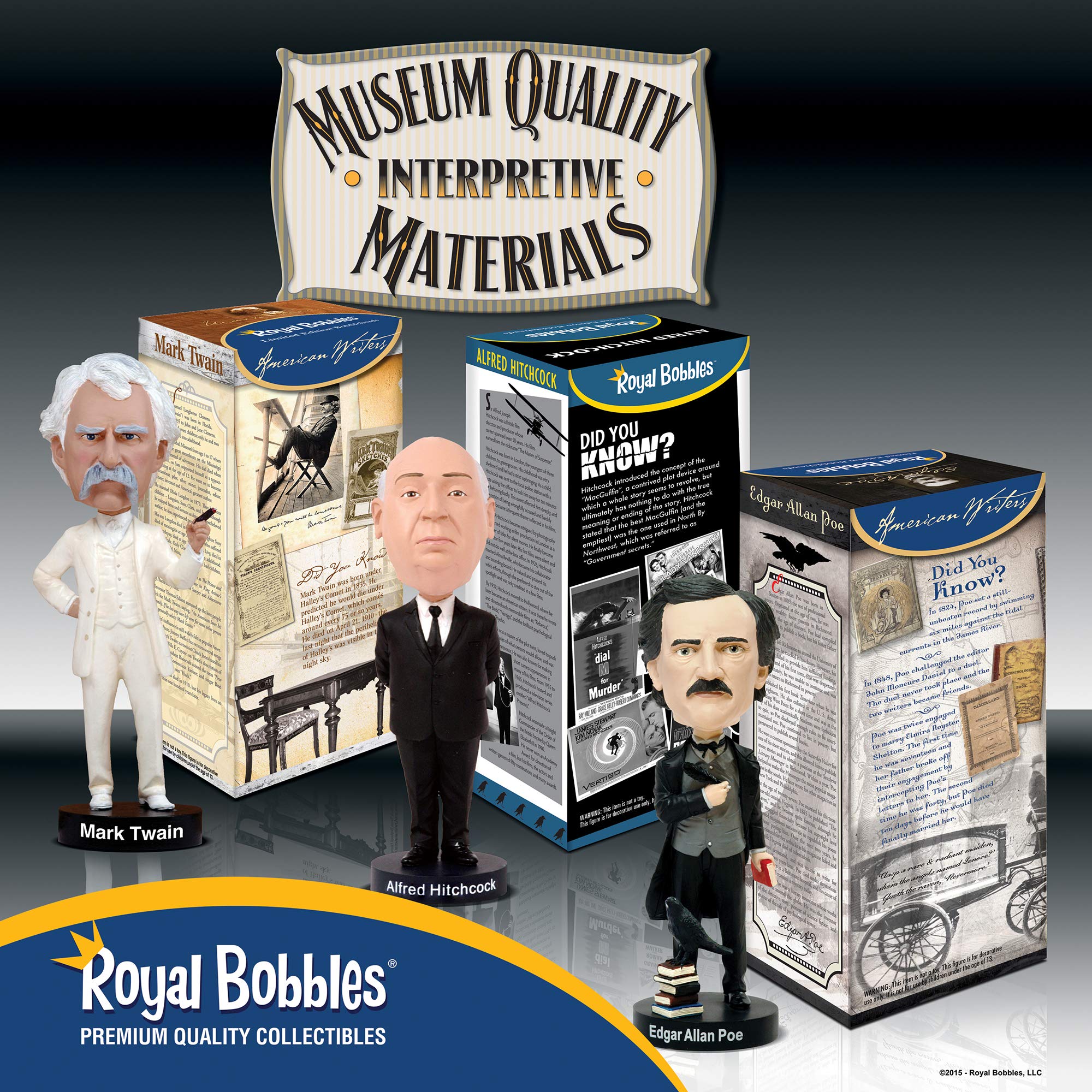 Royal Bobbles Edgar Allan Poe Bobblehead, Polyresin Premium Lifelike Figure, Unique Serial Number, Exquisite Detail