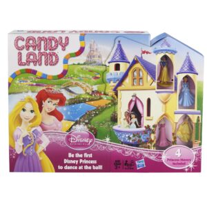 hasbro 98823 candy land game: disney princess edition board game with princesses belle, aurora, snow white, and cinderella kids game ages 3+(amazon exclusive), standard, various