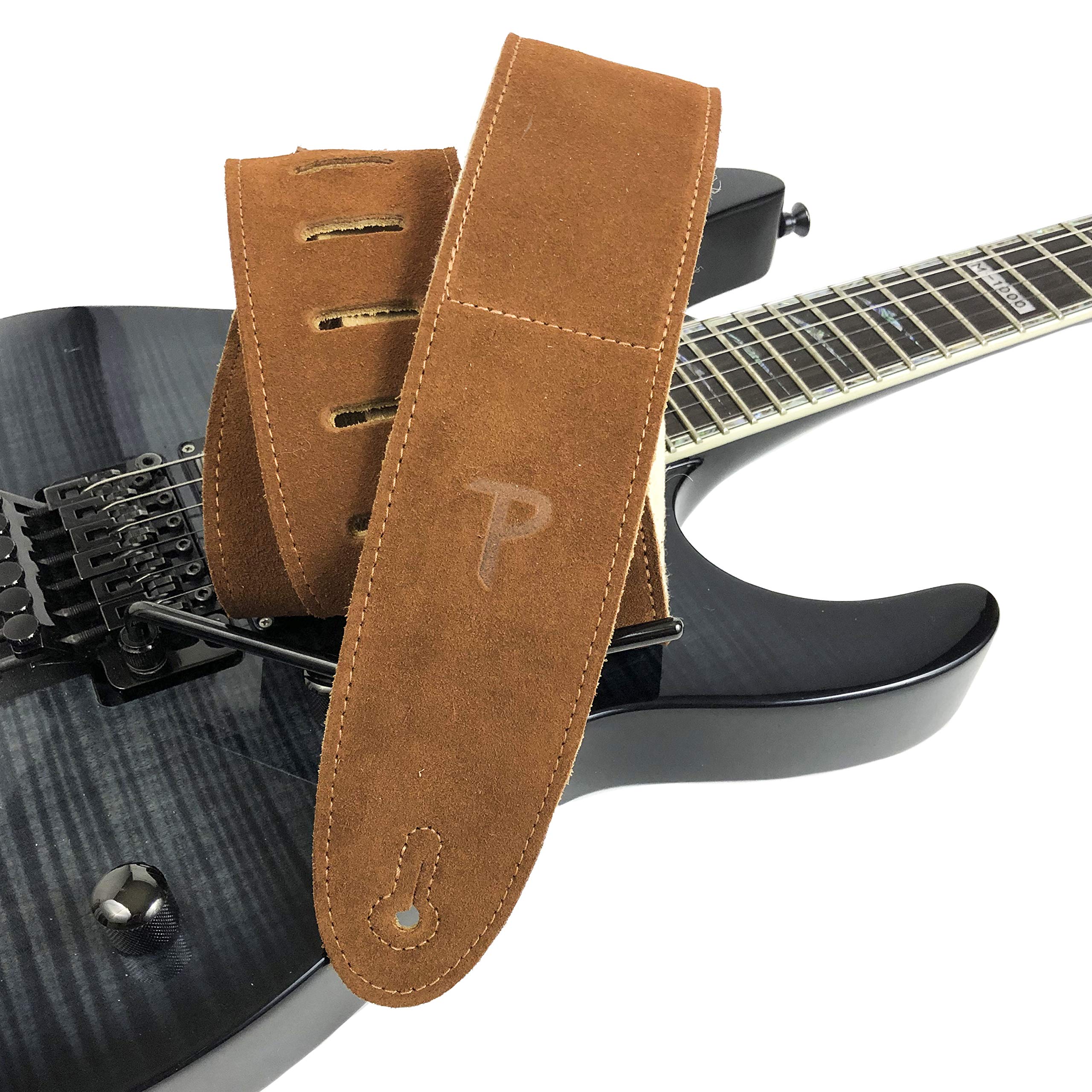 Perri's Leathers, Suede Guitar Strap, Sheepskin Pad, Anti-Slip, Classic, Suitable for Each Level, Standard Size, 41" to 56" Inches Compatible with All Button Lock Systems