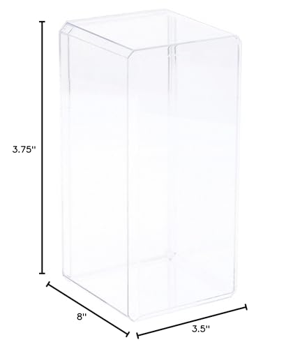 Pioneer Plastics 084C Clear Plastic Beveled Edge Display Case, 3.5" W x 3.75" D x 8" H (Mailer Box), Pack of 4