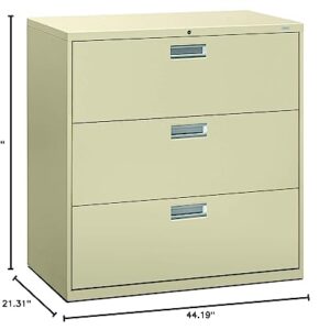 600 Series Three-Drawer Lateral File, HON693LL 42w x 19-1/4d, Putty