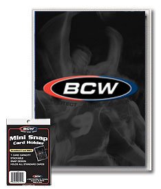 bcw mini snap card holder | hard plastic protectors for standard 2.5" x 3.5" trading cards | crystal clear, stackable, precision-fit design | protect, store & display baseball, pokemon, gaming cards