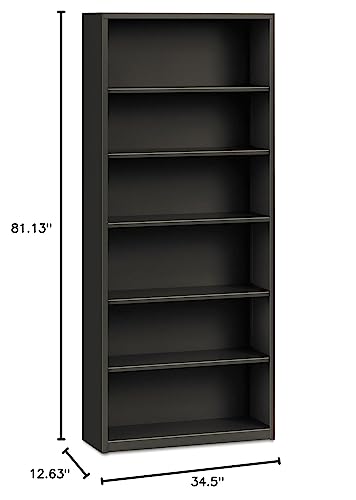 HON S82ABCS Metal Bookcase, Six-Shelf, 34-1/2w x 12-5/8d x 81-1/8h, Charcoal