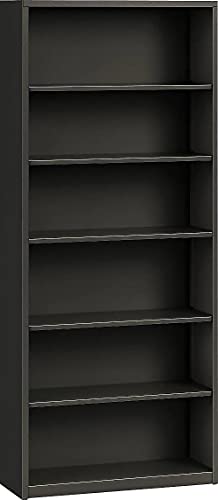 HON S82ABCS Metal Bookcase, Six-Shelf, 34-1/2w x 12-5/8d x 81-1/8h, Charcoal