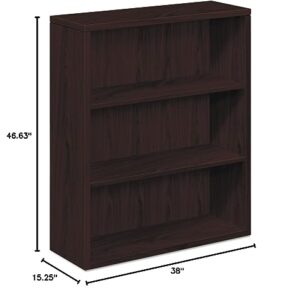 HON 105533NN 10500 Series Laminate Bookcase, Three-Shelf, 36w x 13-1/8d x 43-3/8h, Mahogany