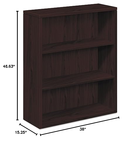 HON 105533NN 10500 Series Laminate Bookcase, Three-Shelf, 36w x 13-1/8d x 43-3/8h, Mahogany