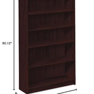 HON 1875N 1870 Series Bookcase, Five Shelf, 36w x 11 1/2d x 60 1/8h, Mahogany