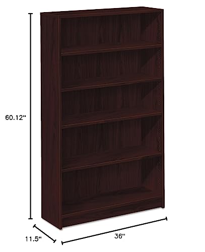 HON 1875N 1870 Series Bookcase, Five Shelf, 36w x 11 1/2d x 60 1/8h, Mahogany