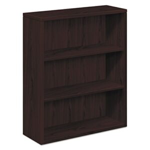 hon 105533nn 10500 series laminate bookcase, three-shelf, 36w x 13-1/8d x 43-3/8h, mahogany