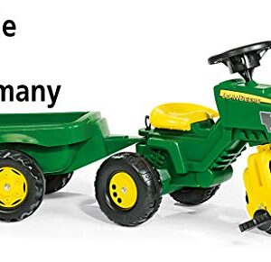 Rolly Toys John Deere 3-Wheel Trac with Trailer Ride On, Green/Yellow (52769)