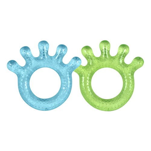 green sprouts Cooling Teether| Soothes gums & promotes healthy oral development |Safer plastic filled with sterilized water,Chill for extra relief,Textured surface to massage gums,2 Count (Pack of 1) Blue