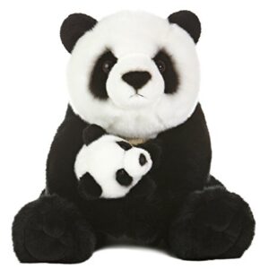 Aurora® Adorable Miyoni® Panda with Cub Stuffed Animal - Lifelike Detail - Cherished Companionship - Black 15 Inches