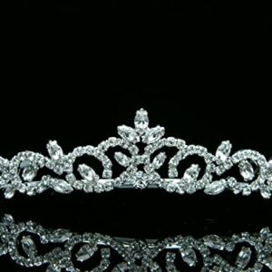 Bridal Princess Rhinestones Crystal Flower Wedding Tiara Crown - Silver Plating T463