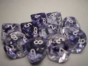 chessex dice sets: nebula black with white - ten sided die d10 set (10)