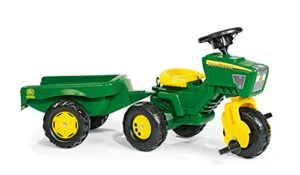 rolly toys john deere 3-wheel trac with trailer ride on, green/yellow (52769)