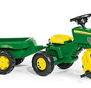 Rolly Toys John Deere 3-Wheel Trac with Trailer Ride On, Green/Yellow (52769)