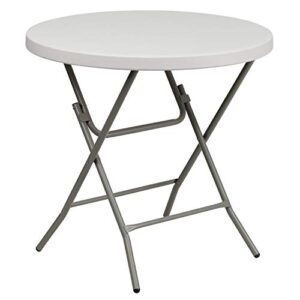 flash furniture kathryn 2.63-foot round granite white plastic folding table