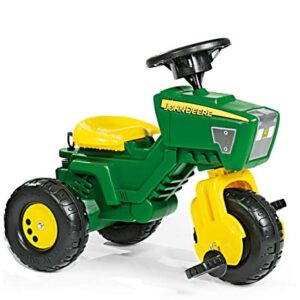 Rolly Toys John Deere 3-Wheel Trac with Trailer Ride On, Green/Yellow (52769)