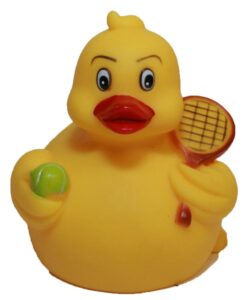 rubber ducks tennis, waddlers brand rubber duckies that races upright, sports tennis themed bathtub toy birthday baby shower mother's day father's day gift, all dept. gift tennis lovers