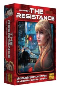 the resistance card game - social deduction, strategy, bluffing, negotiation, and deception for teens and adults - party game for 5-10 players ages 13+ in 30 minute rounds by indie boards & cards