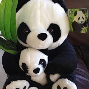 Aurora® Adorable Miyoni® Panda with Cub Stuffed Animal - Lifelike Detail - Cherished Companionship - Black 15 Inches