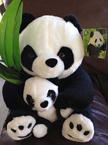 Aurora® Adorable Miyoni® Panda with Cub Stuffed Animal - Lifelike Detail - Cherished Companionship - Black 15 Inches