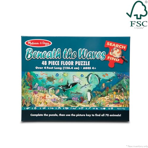 Melissa & Doug Search and Find Beneath the Waves Floor Puzzle (48 pcs, over 4 feet long) - FSC Certified