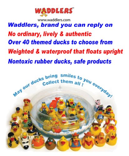 Rubber Duck Patriotic Stars & Stripes, Waddlers Brand American Patriotic Rubber Ducks That Race Upright July 4th Rubber Duck Race. Kids Bath Toy Birthday Party & Baby Shower Gift